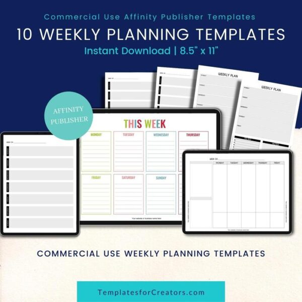 Commercial Use Planner Templates Affinity Publisher Planner Templates